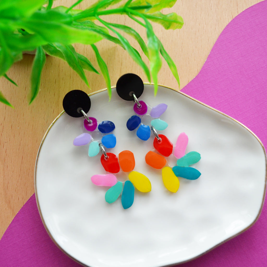 Folk Art Rainbow Flower Earrings – Boo and Boo Factory